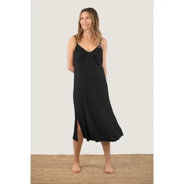 JJWINKS Lover Nightgown With Luxuriously Soft Built-in Shelf - Black