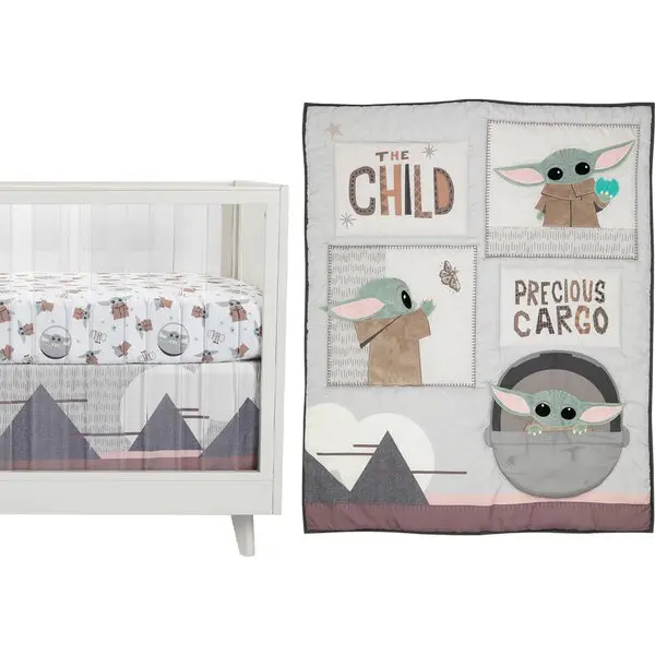 LAMBS & IVY Star Wars The Child Baby Yoda Nursery 3-piece Baby Crib Bedding Set - Multicolor