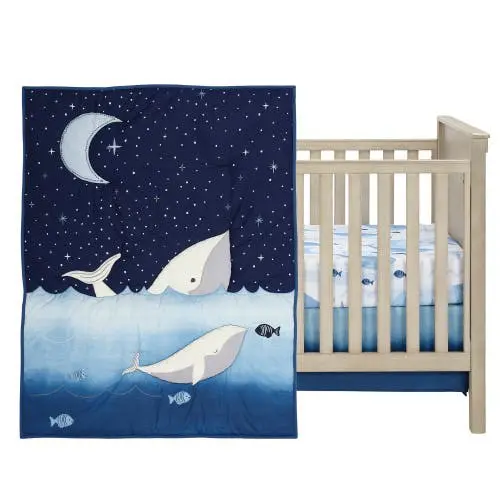 LAMBS & IVY Bubbles & Squirt 3-piece Baby Crib Bedding Set - Blue