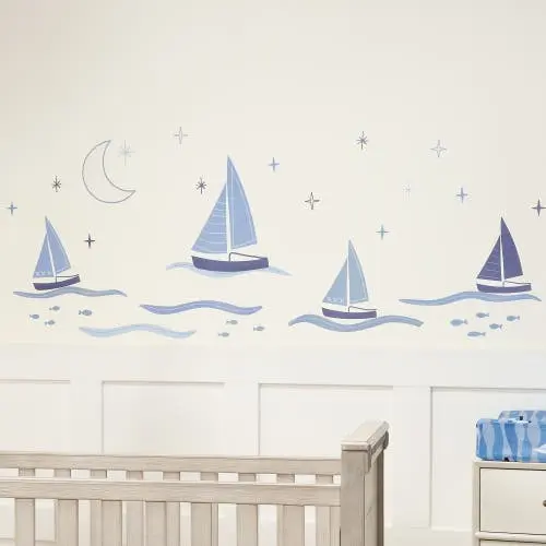 LAMBS & IVY Little Skipper Nautical Sailboat Wall Decals By