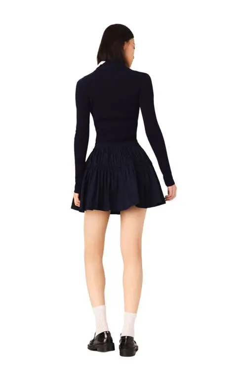 Maje Mini Elasticated Waist Skirt - Navy
