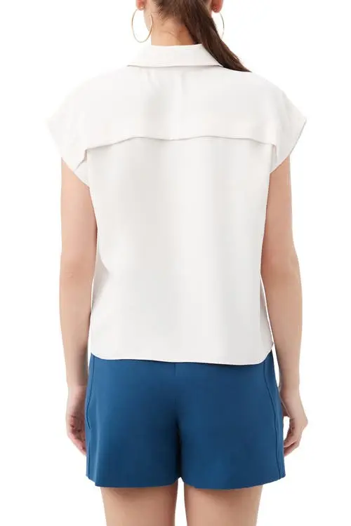 Trina Turk Cheri Cap-sleeve Pleated Top - Sancerre