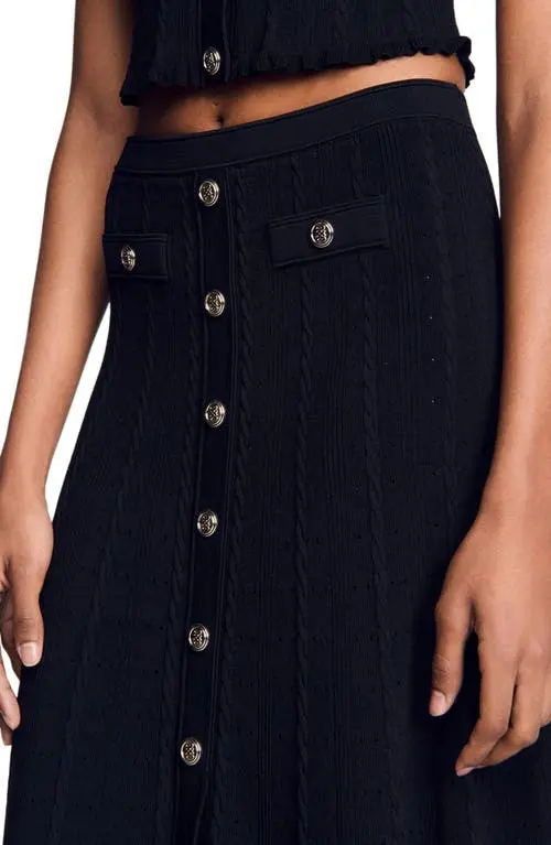 Sandro Pointelle Knit Midi Skirt