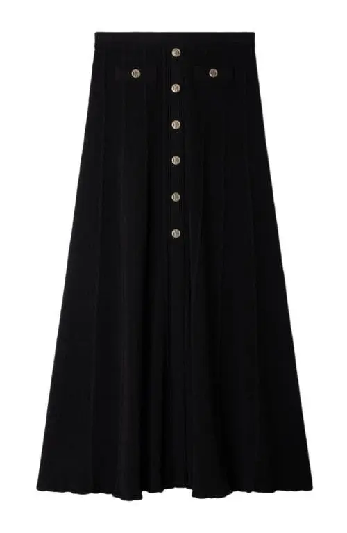 Sandro Pointelle Knit Midi Skirt