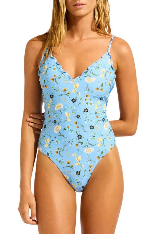 Seafolly Lettuce Edge One-piece Swimsuit - Powder Blue