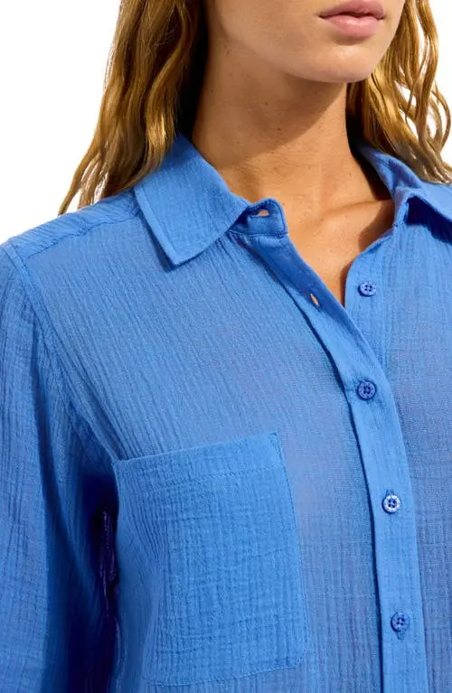 Seafolly Breeze Beach Button-up Cotton Gauze Cover-up Shirt