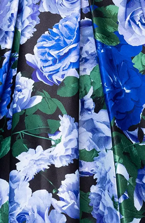 BLONDIE NITES Floral Print Fit-and-flare Minidress - Blue Multi