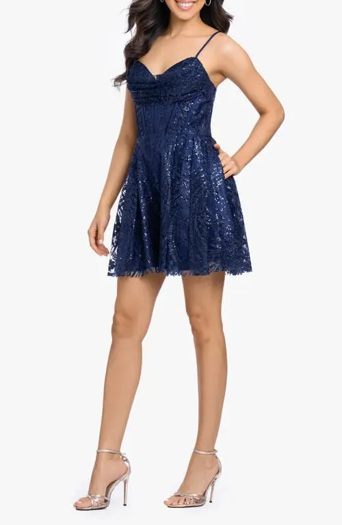 BLONDIE NITES Sequin & Glitter Minidress - Navy