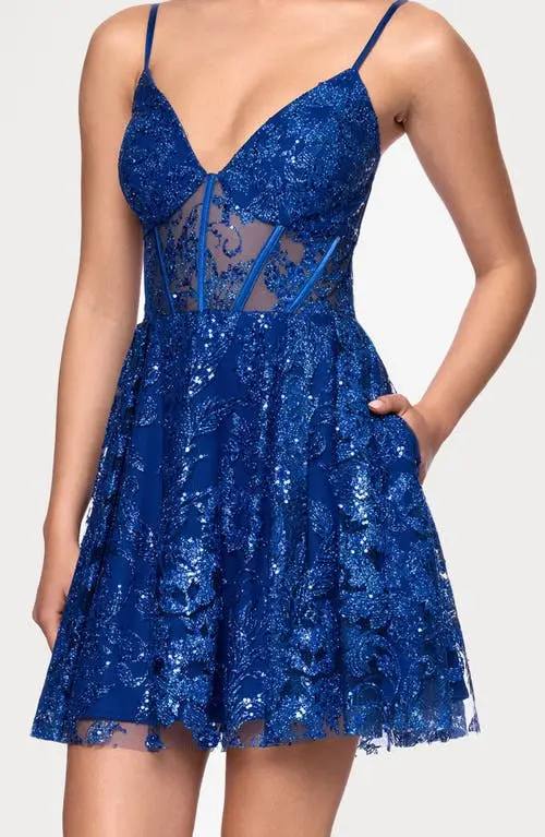 BLONDIE NITES Illusion Mesh Glitter Minidress