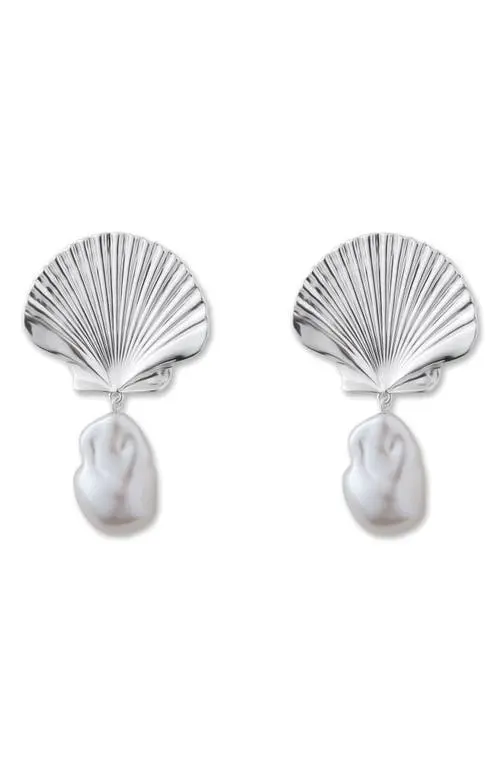 Éliou Scallop Drop Earrings - Silver Plated