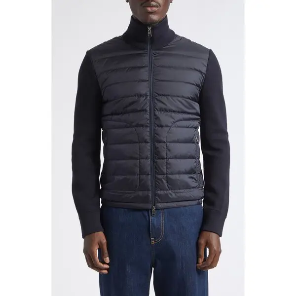 Moncler Maglia Mixed Media Cardigan - Navy/navy