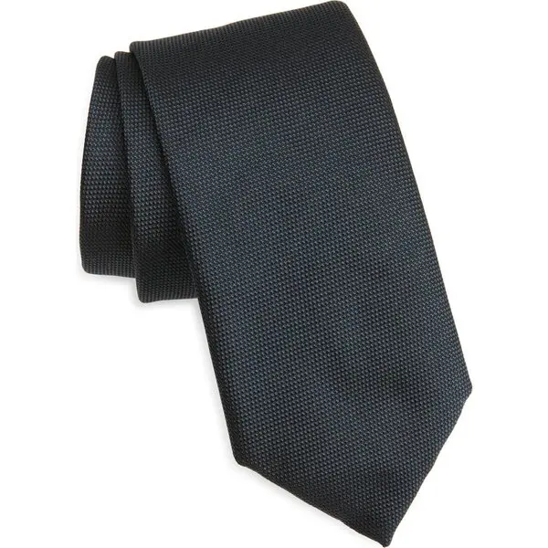 BOSS Textured Silk Tie - Dark Blue