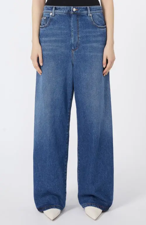 Sportmax Gastone Pleated Wide-leg Jeans - Midnight Blue