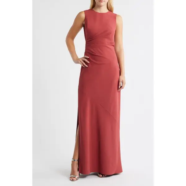 Amsale Taro Ruched Sleeveless Gown