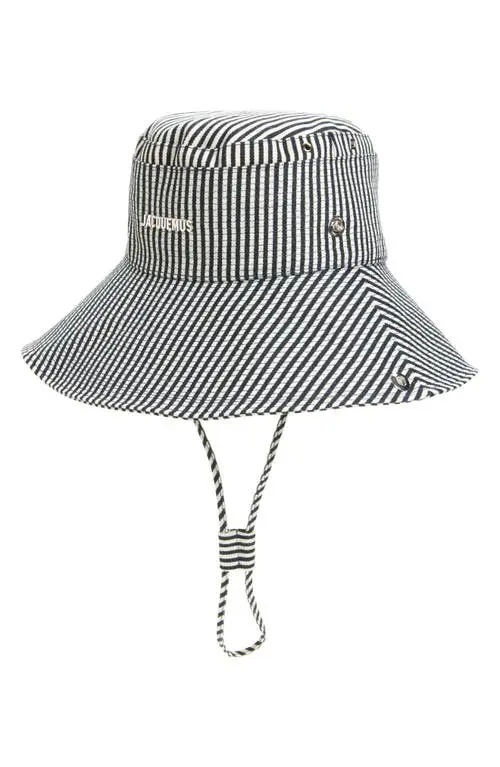 Jacquemus Cotton Twill Bucket Hat - Navy/white Stripe 3fu