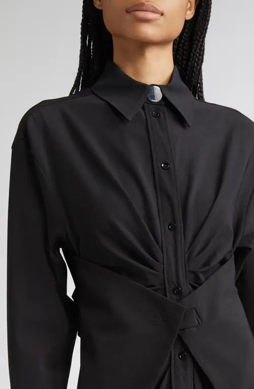 Sportmax Pirania Ruched Long Sleeve Midi Shirtdress