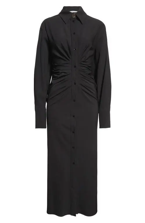Sportmax Pirania Ruched Long Sleeve Midi Shirtdress