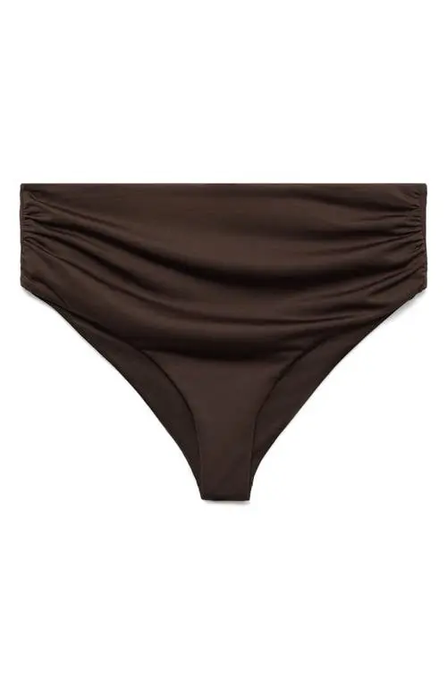 Mango Draped High-waist Bikini Bottom - Chocolate