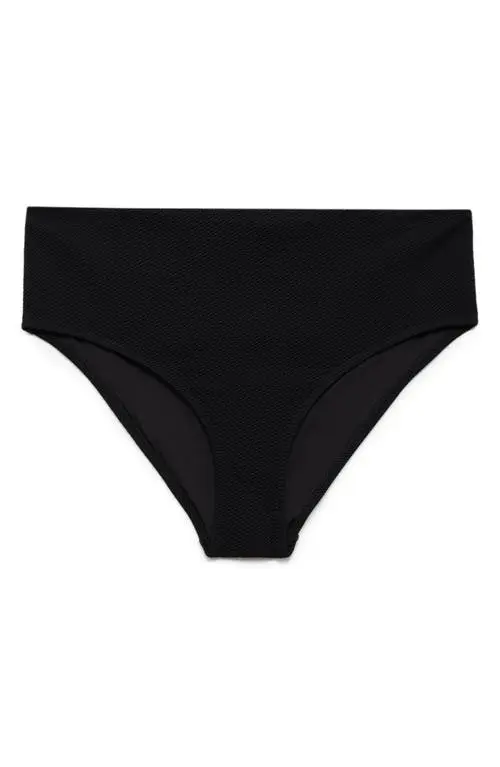 Mango Ribbed High-waist Bikini Bottom - Black