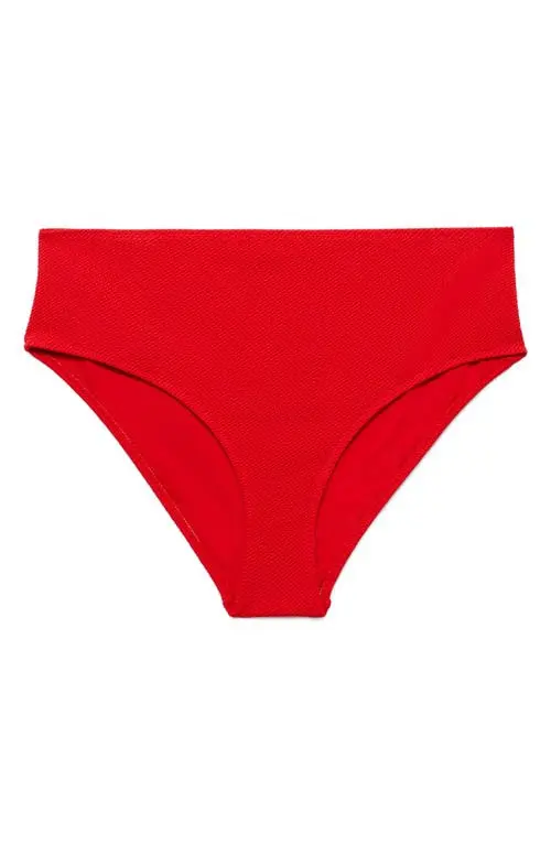 Mango Ribbed High-waist Bikini Bottom - Red