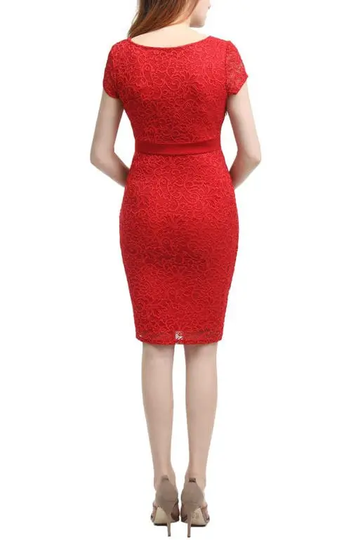 KIMI + KAI Lace Maternity Midi Dress