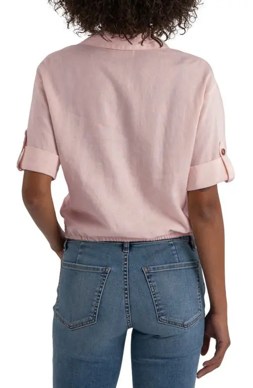 Kut From The Kloth Rebel Knot-front Linen-blend Top - Princess