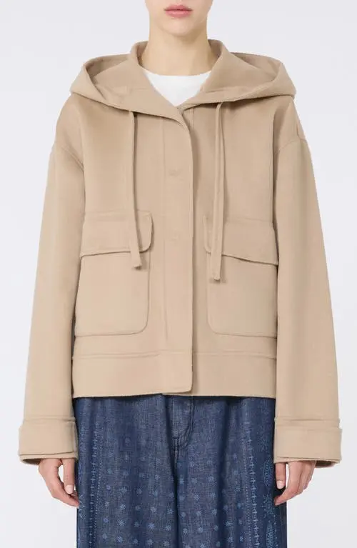 Max Mara Gary Hooded Wool Blend Jacket - Camel