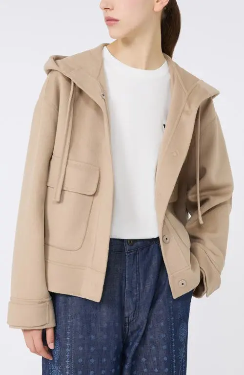 Max Mara Gary Hooded Wool Blend Jacket - Camel