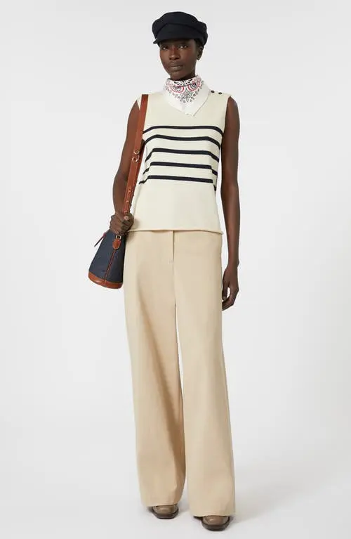 Max Mara Striped Sleeveless Cotton Sweater