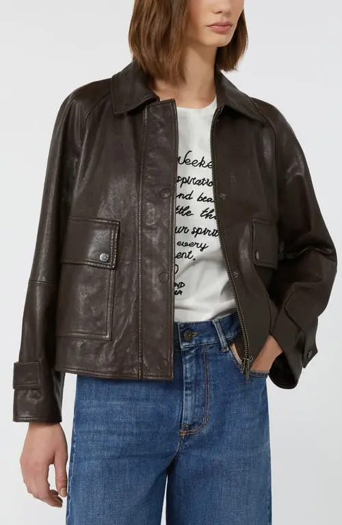 Max Mara Berbice Oversize Leather Jacket