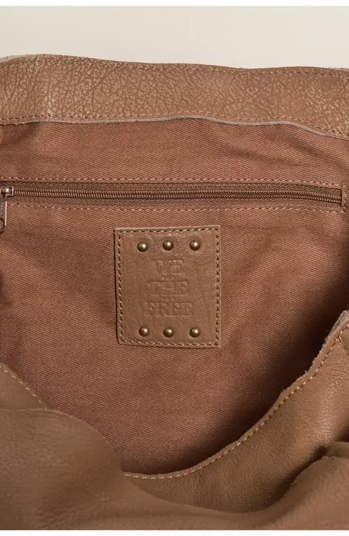 Free People Leigh Distressed Leather Hobo Bag - Saddle