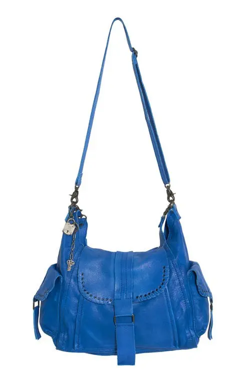 Free People Leigh Distressed Leather Hobo Bag - Sapphire