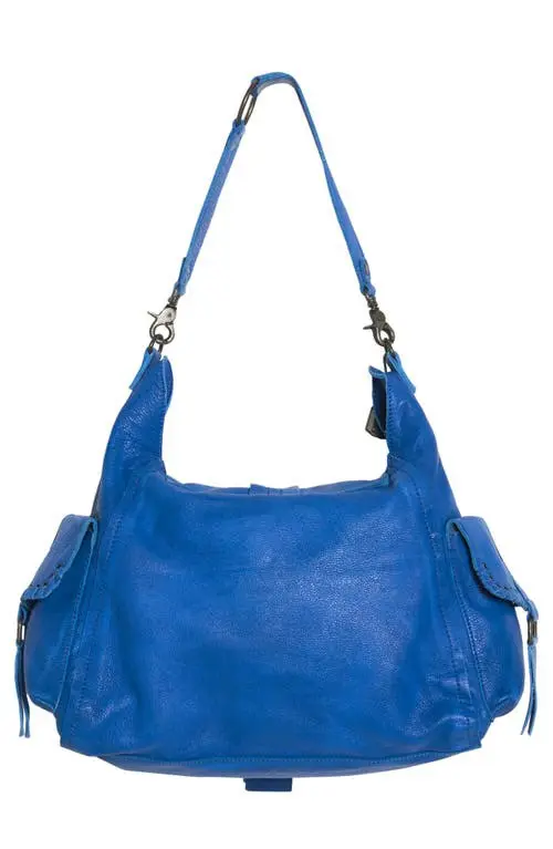 Free People Leigh Distressed Leather Hobo Bag - Sapphire