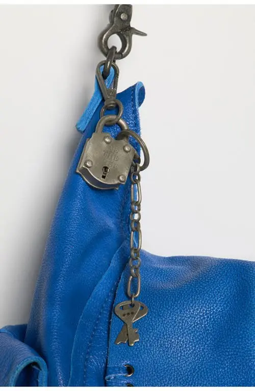 Free People Leigh Distressed Leather Hobo Bag - Sapphire