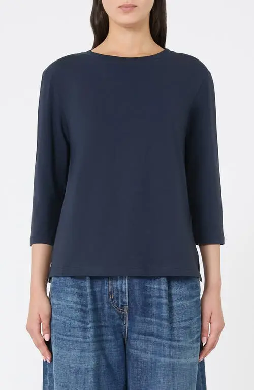 Max Mara Three-quarter Sleeve Jersey T-shirt - Navy