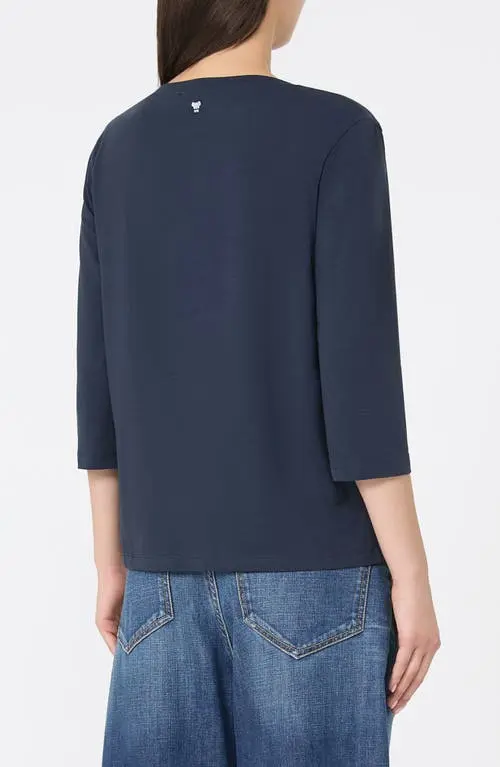Max Mara Three-quarter Sleeve Jersey T-shirt - Navy