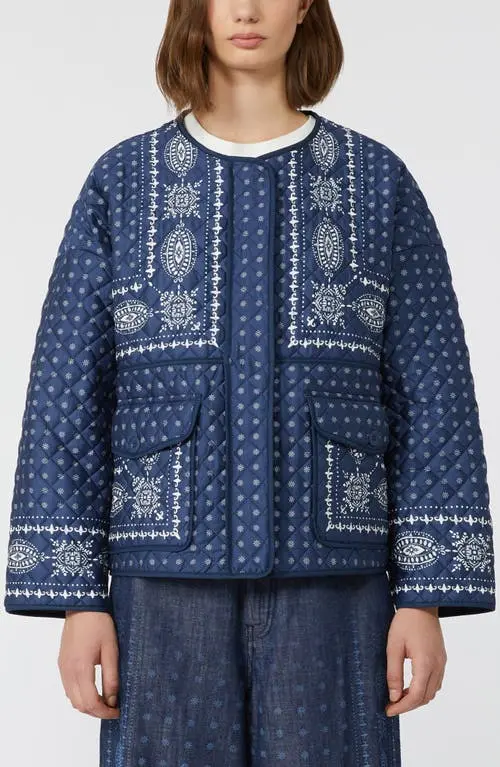 Max Mara Jader Bandana Print Quilted Cotton Jacket - Navy
