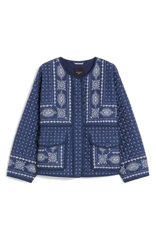 Max Mara Jader Bandana Print Quilted Cotton Jacket - Navy