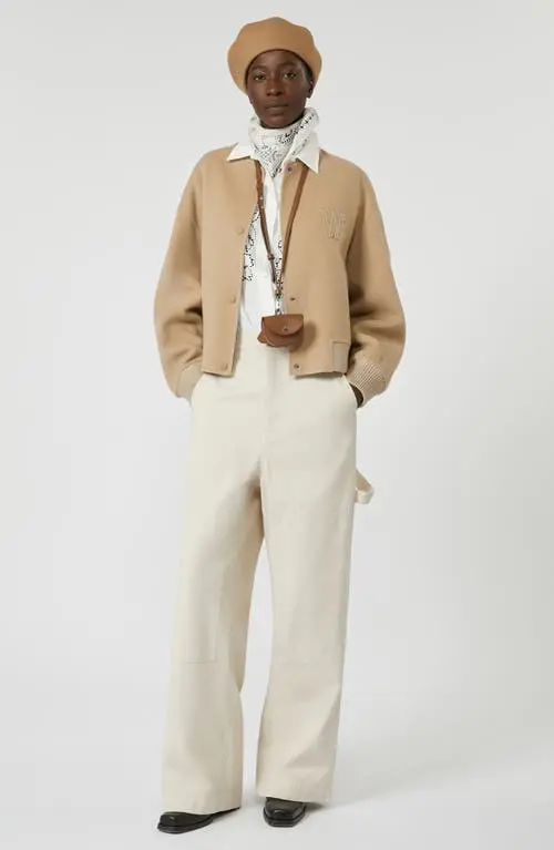 Max Mara Zelante Virgin Wool Blend Bomber Jacket