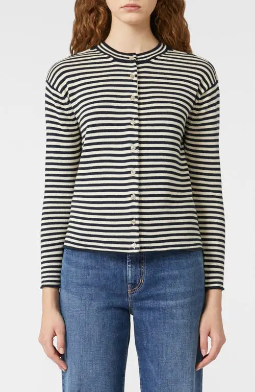 Max Mara Eritea Stripe Cotton Cardigan - Navy