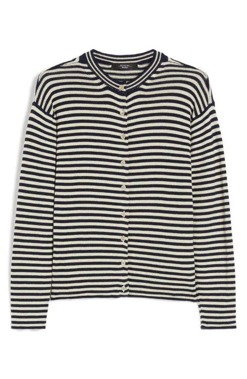 Max Mara Eritea Stripe Cotton Cardigan - Navy