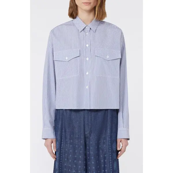 Max Mara Doria Stripe Colorblock Button-up Shirt