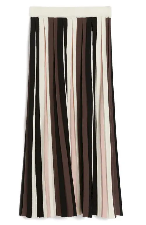 Max Mara Pleiadi Pleated Knit Skirt - Black Multi Colour