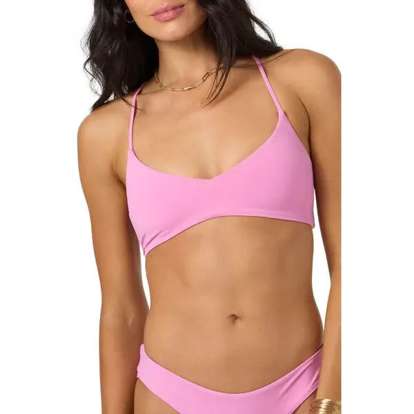 O'Neill Saltwater Solids Huntington Lace-up Bikini Top - Begonia