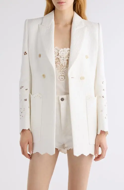 Chloé Eyelet Floral Jacquard Double-breasted Jacket