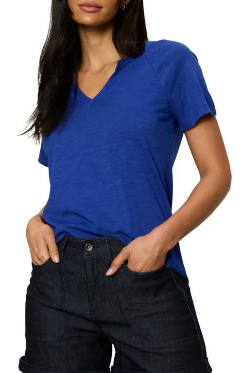 Sanctuary Notch V-neck Cotton-blend T-shirt - Luminous Blue