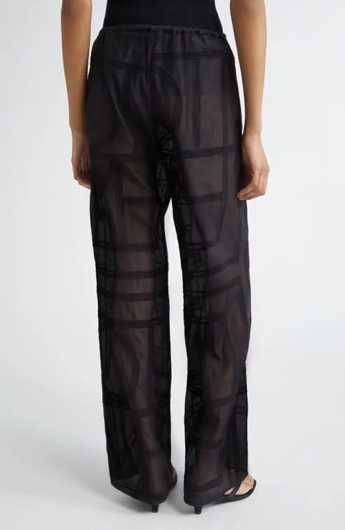 TOTEME Monogram Open Stitch Organic Cotton & Silk Pj Bottoms - Black