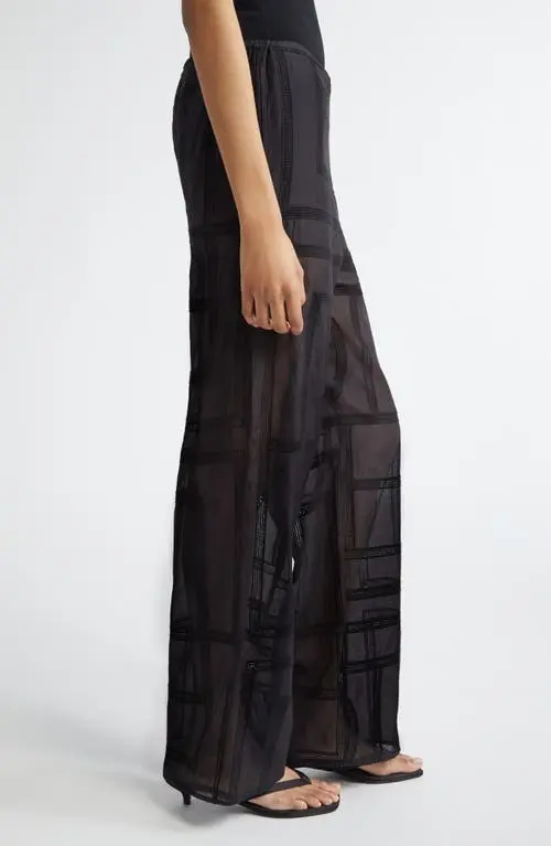 TOTEME Monogram Open Stitch Organic Cotton & Silk Pj Bottoms - Black