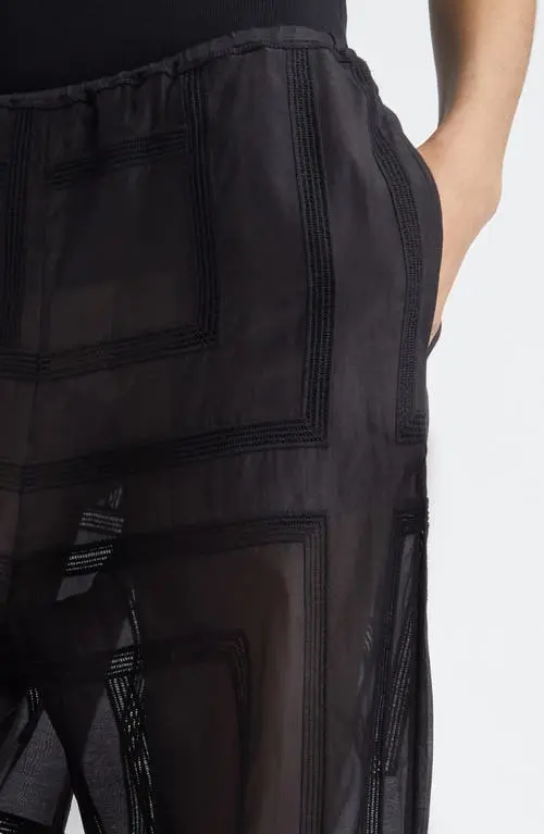 TOTEME Monogram Open Stitch Organic Cotton & Silk Pj Bottoms - Black