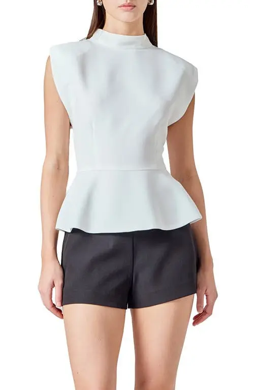 Endless Rose Mock Neck Sleeveless Peplum Top